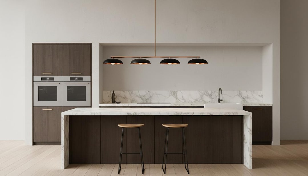 Black and Copper Linear Pendant Light – Modern Kitchen Island ...
