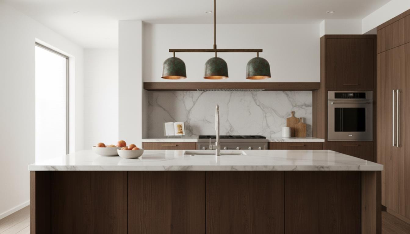 Handmade Patina Copper Linear Pendant Light – Farmhouse Kitchen Island ...