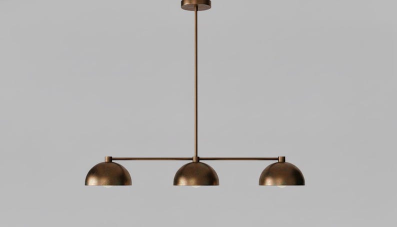 Handmade Patina Copper Linear Pendant Light – Farmhouse Kitchen Island ...