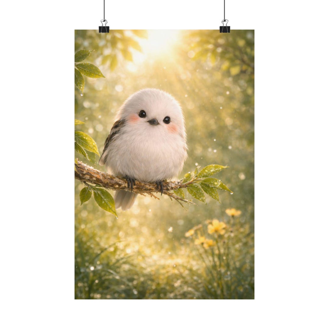 Shimaenaga Wall Art Poster, Snow Fairy Bird Print, Cozy Nature Decor ...