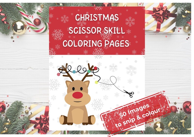 Christmas Scissor Skills Worksheets, Kids Cutting Practice Pages ...