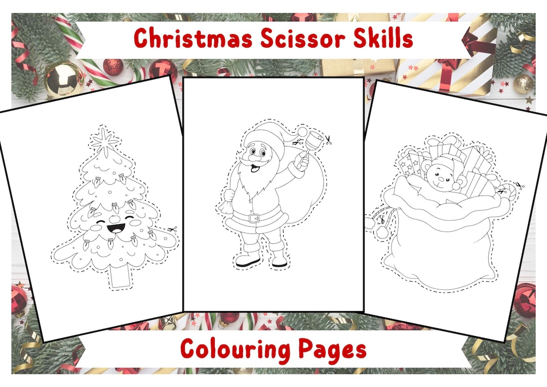 Christmas Scissor Skills Worksheets, Kids Cutting Practice Pages ...