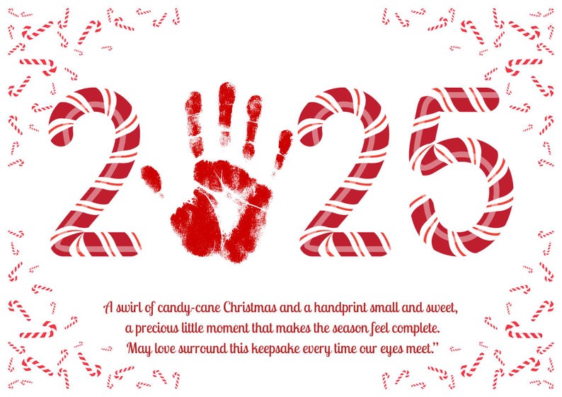 Candy Cane Christmas Handprint Printable • Kids Handprint Craft • 2025 ...
