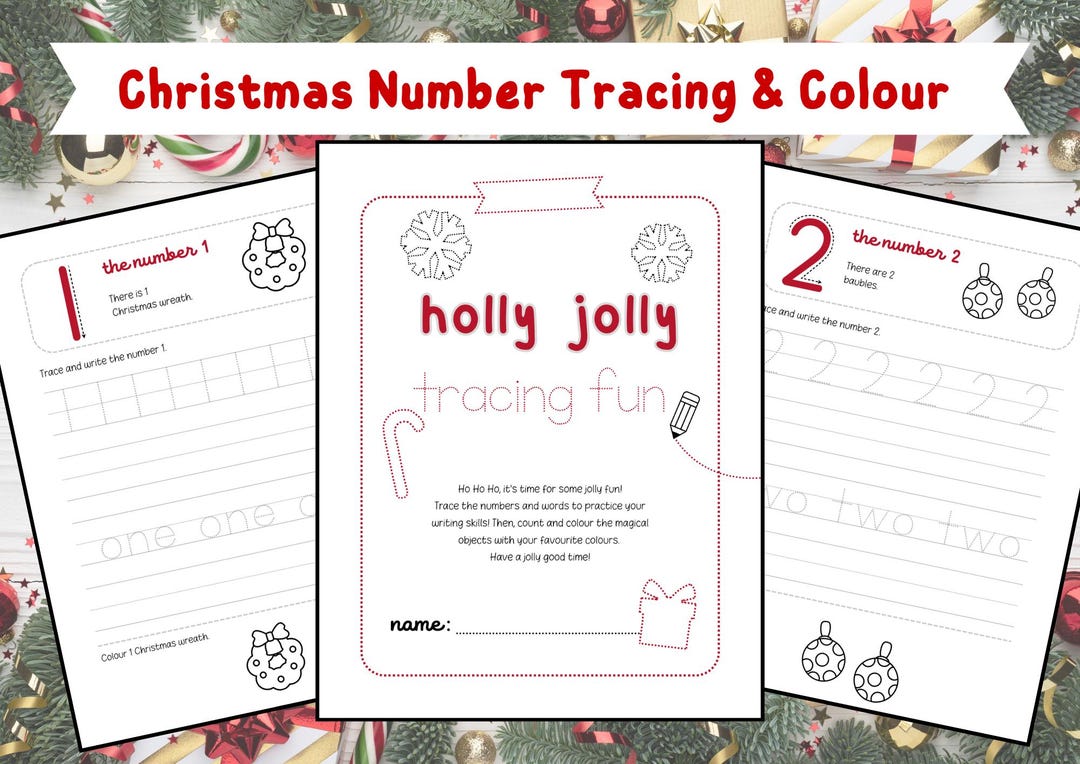 Christmas Number Tracing Printable, Holiday Number Worksheets 1–10 ...