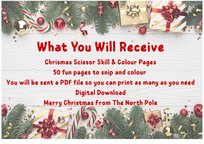Christmas Scissor Skills Worksheets, Kids Cutting Practice Pages ...