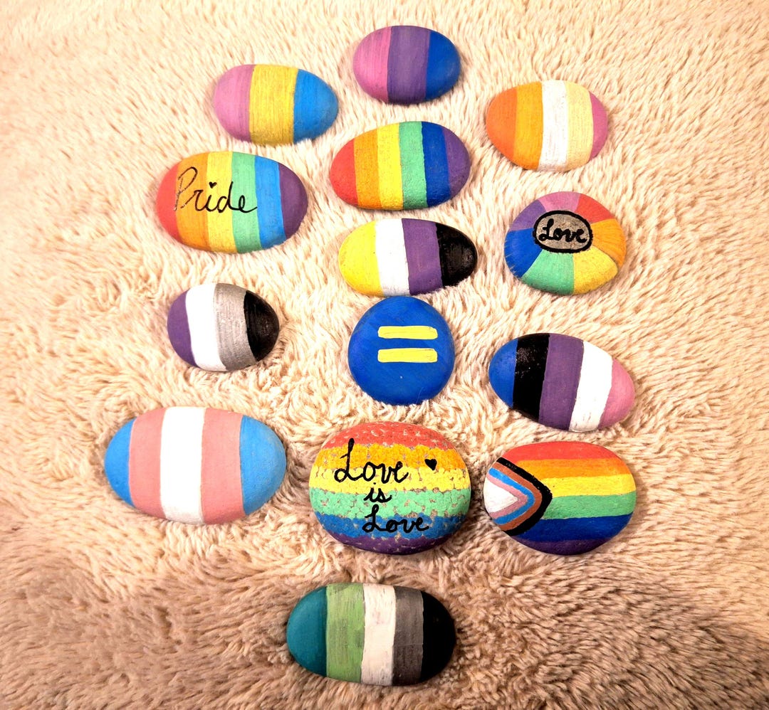 Pride/flag Hand Painted Rocks - Etsy