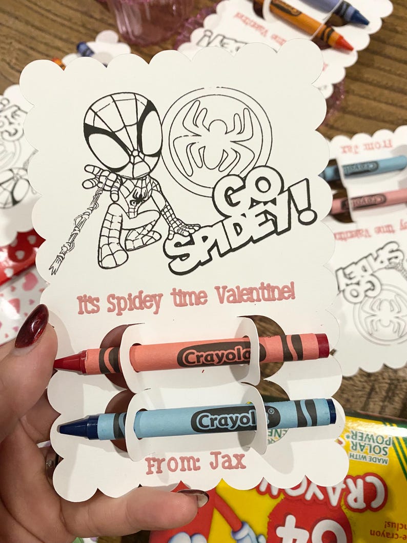 Personalized Spidey Valentine Cards – Kids Coloring, Set of 15 - Etsy