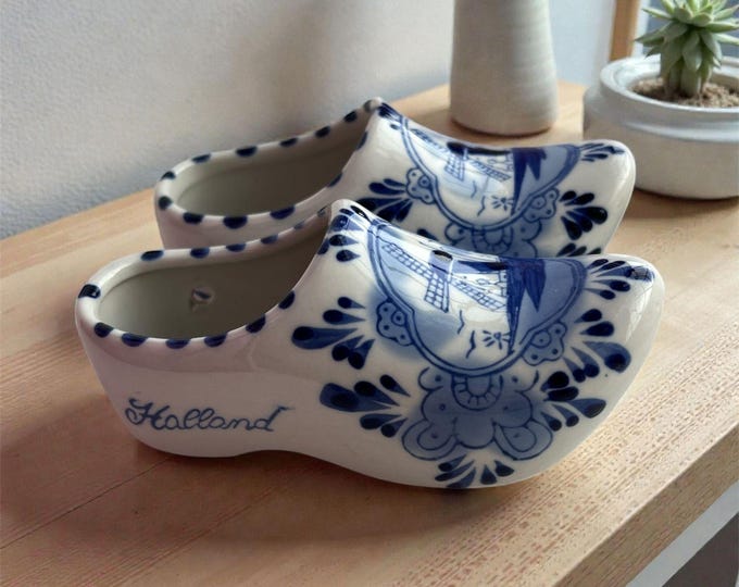 Vintage Delft Blue Windmill Clogs - Handcrafted Holland Ceramic ...