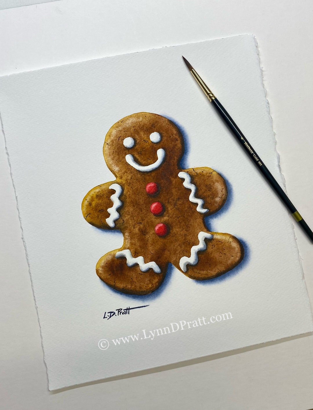 Gingerbread Man Original Watercolor Painting - Etsy