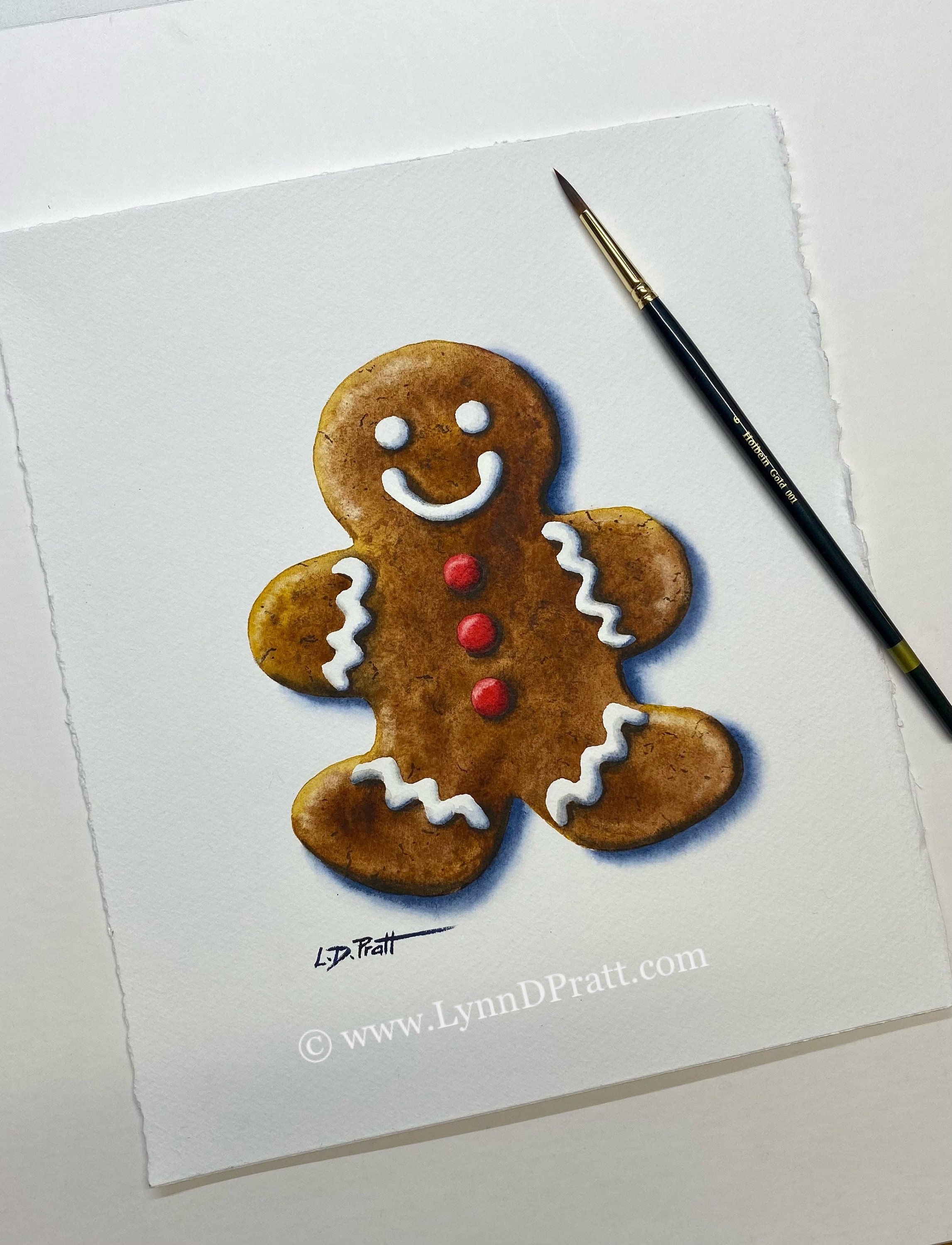 Gingerbread Man Original Watercolor Painting - Etsy