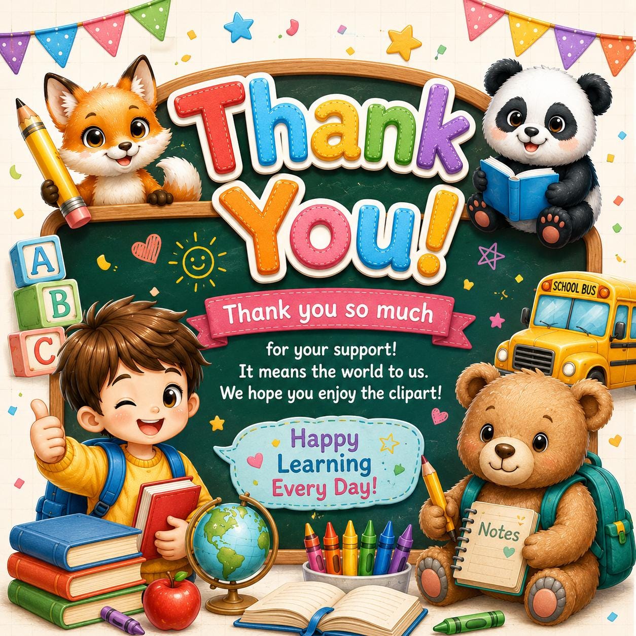 Back to School Clipart PNG Bundle, Classroom Animals, School Supplies ...