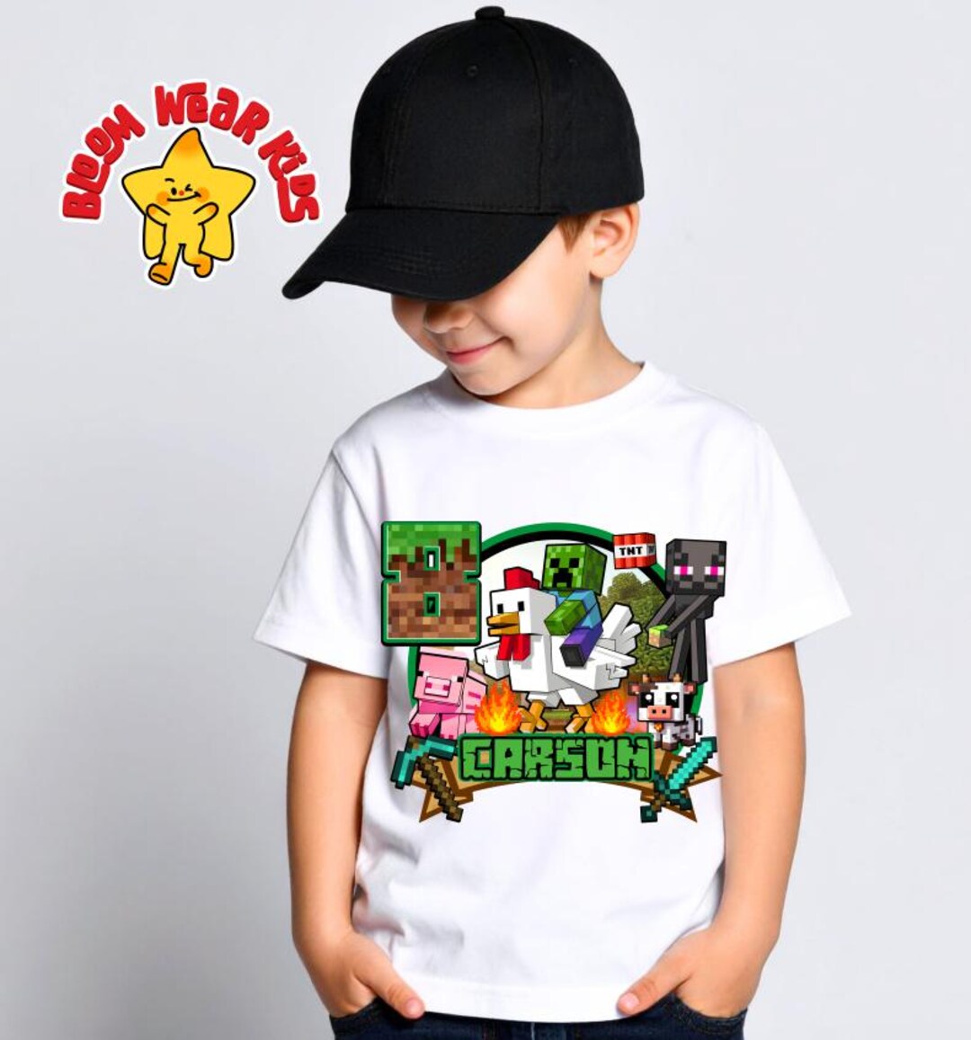 Inspired Block Game Birthday T Shirt: Mine Party Theme, Family Matching ...