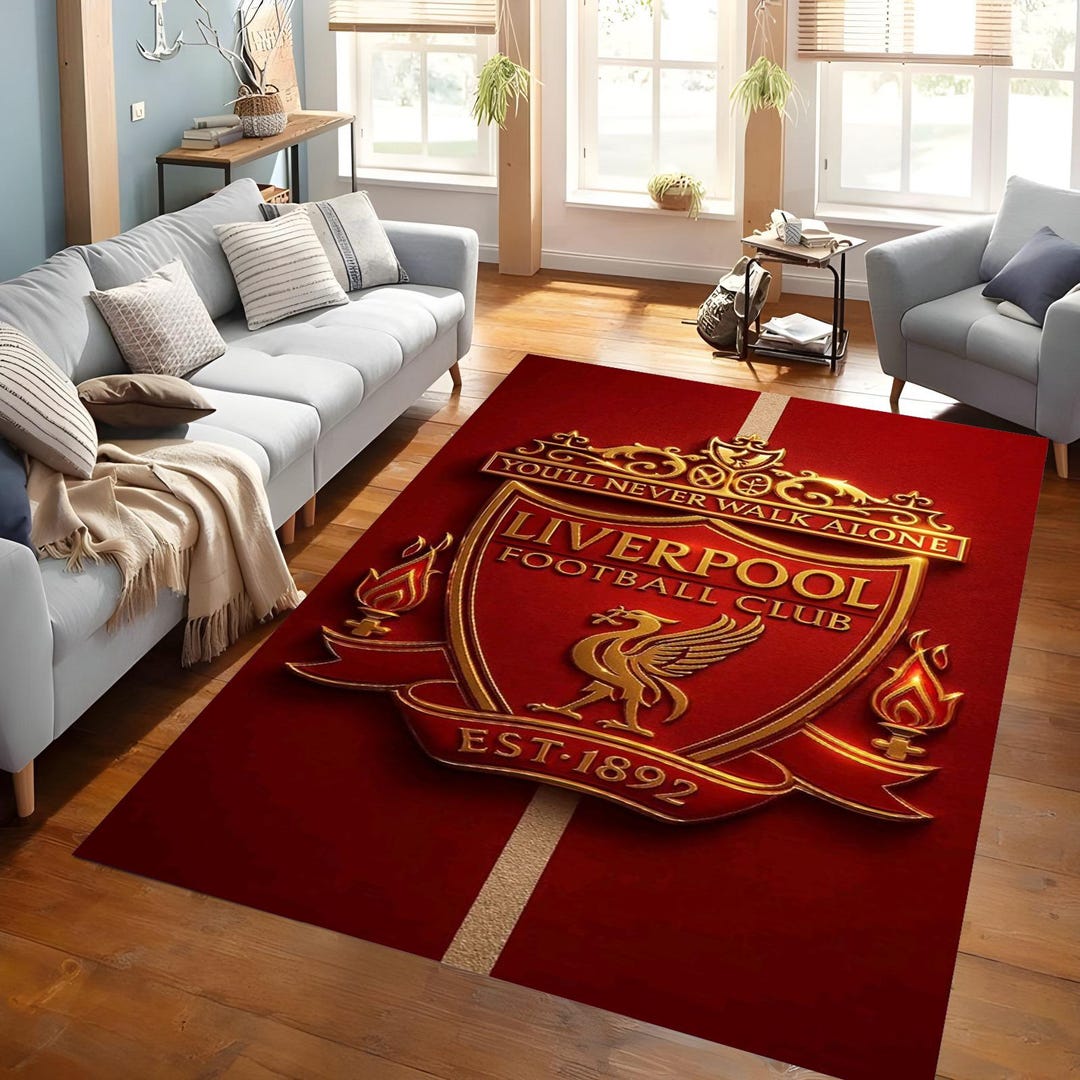 Liverpool FC Rug, Washable Soccer Fan Carpet, Custom Size - Etsy