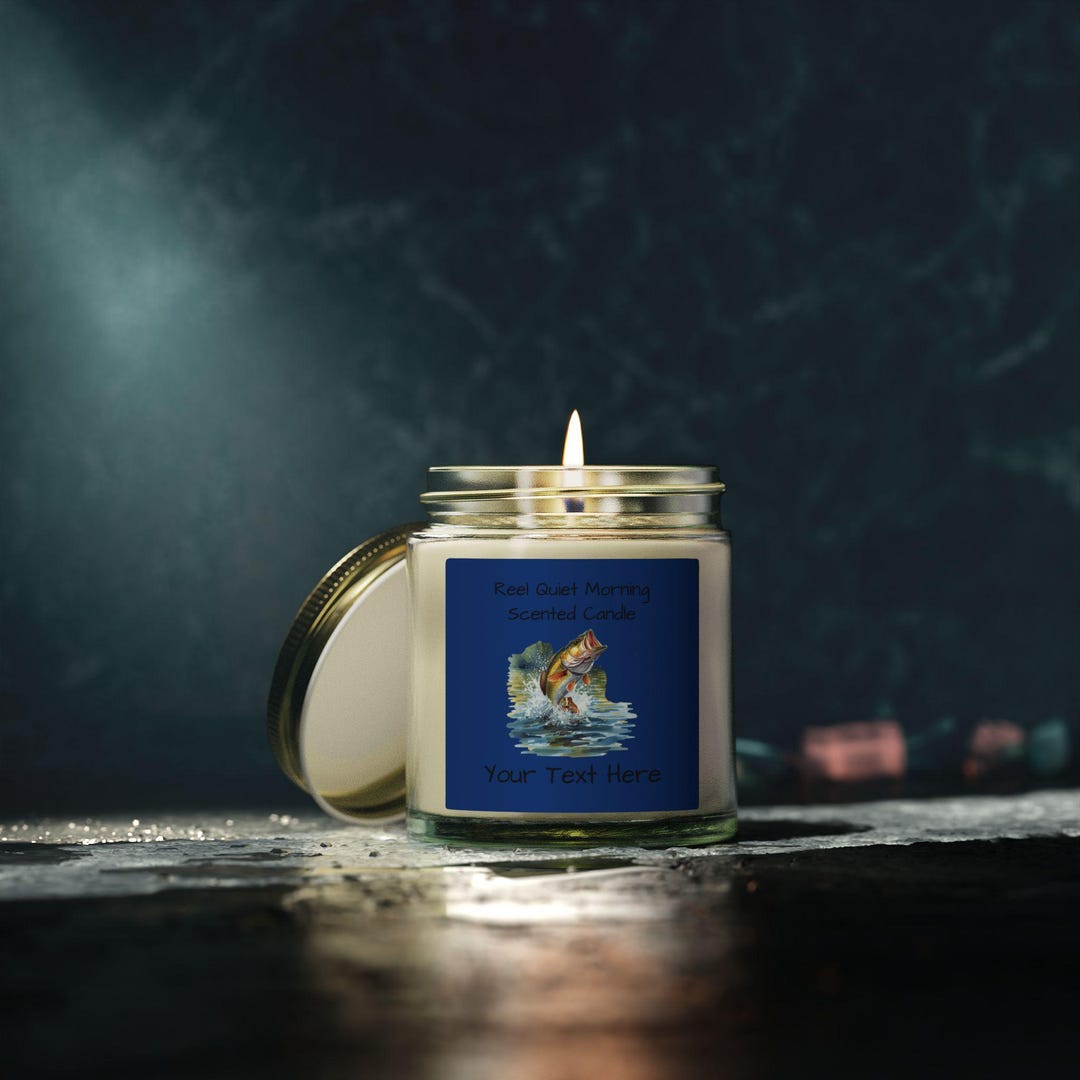 Bass Fishing Illustration Coconut Apricot Candle | 4oz 9oz ...