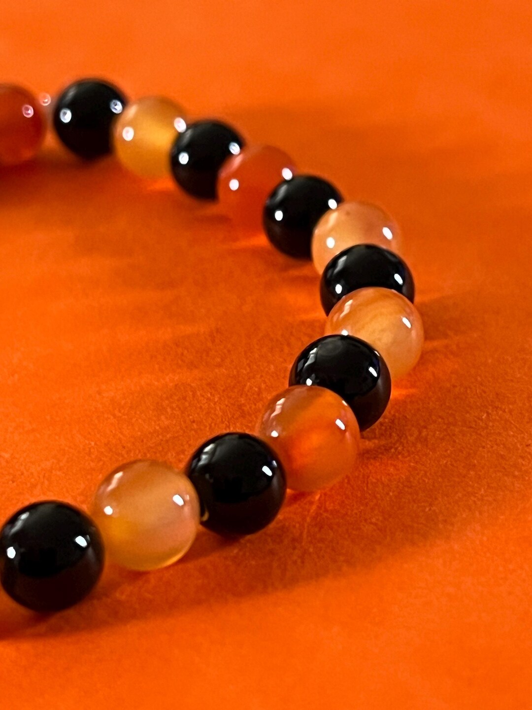 Orange Carnelian & Black Onyx Crystal Bracelet 6mm - Etsy