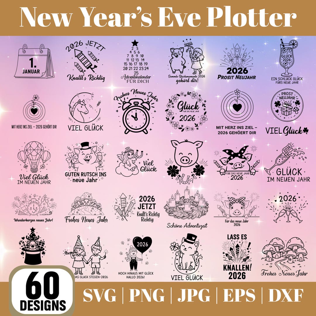 New Year’s Eve Plotter File, German Sayings SVG, Happy New Year 2026 ...