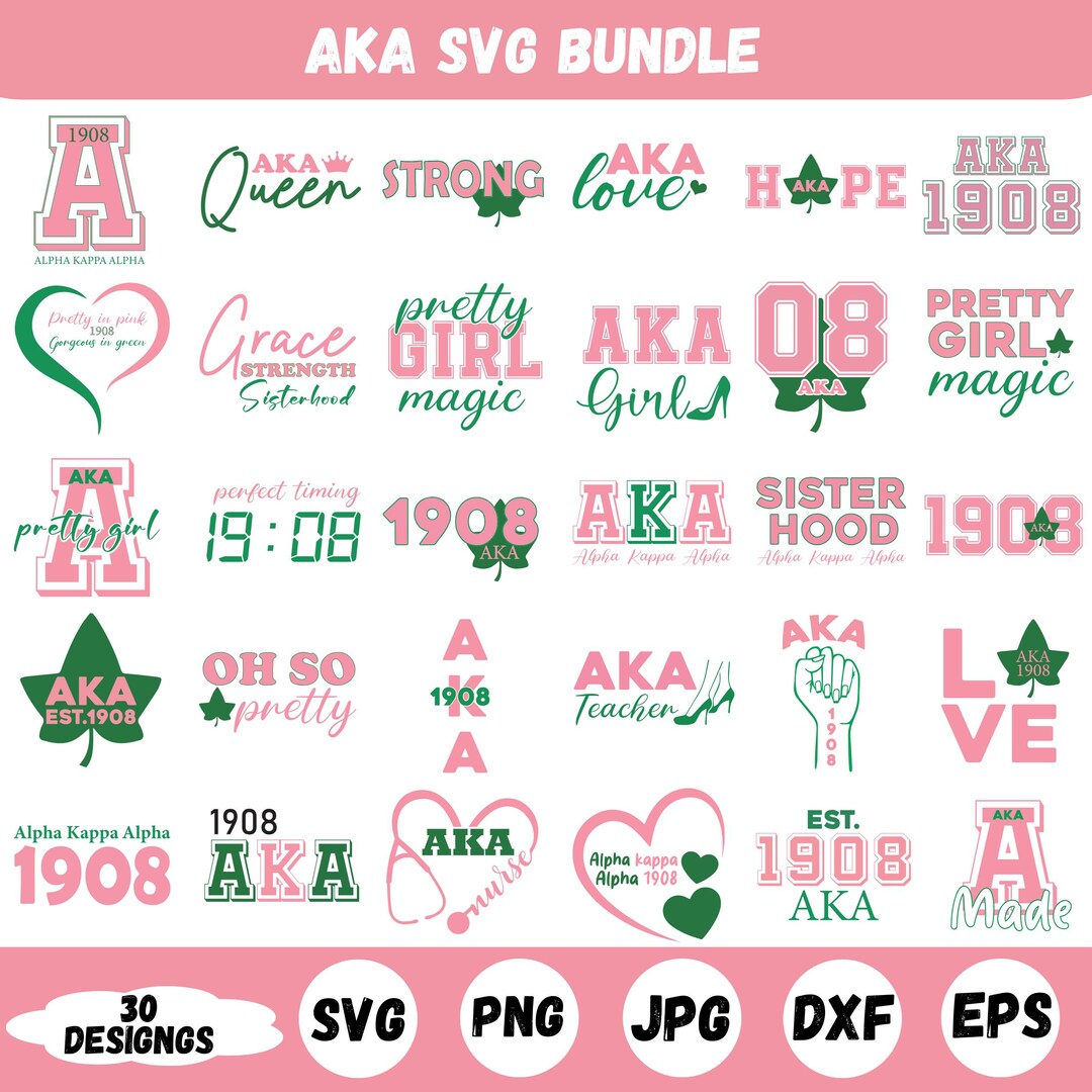 Aka Svg, Aka Svg Bundle, Aka Png, Alpha Kappa Alpha Svg, 1908 Svg, Aka ...