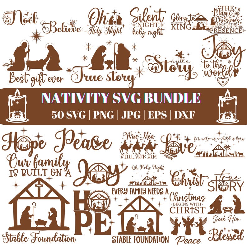 Nativity Svg Bundle, Nativity Scenes Svg, Christmas Holy Scene ...