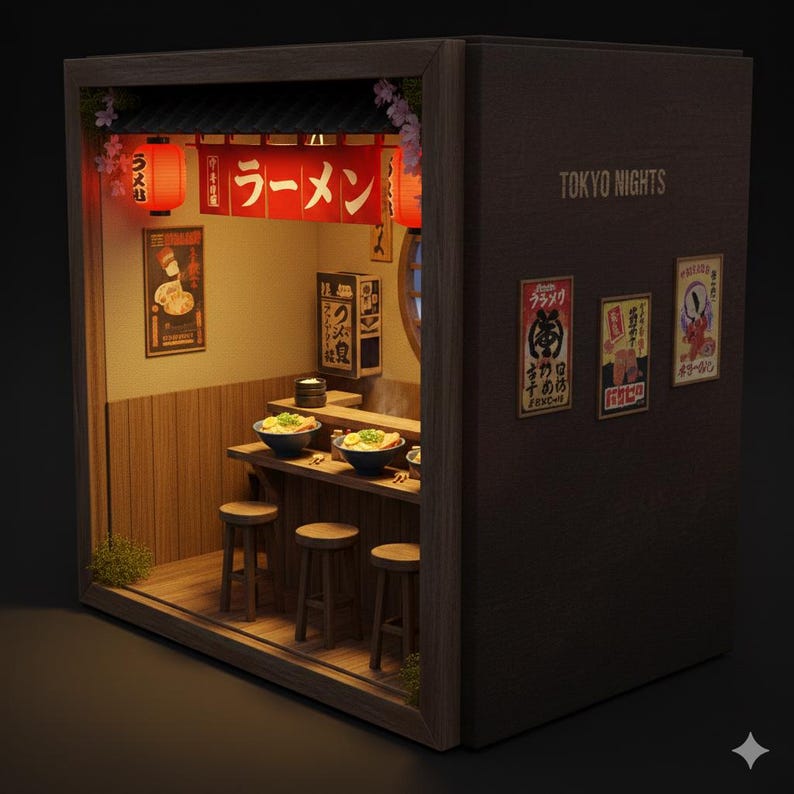 Japanese Style Ramen Shop Book Nook - Digital File .STL - 3D Printing ...