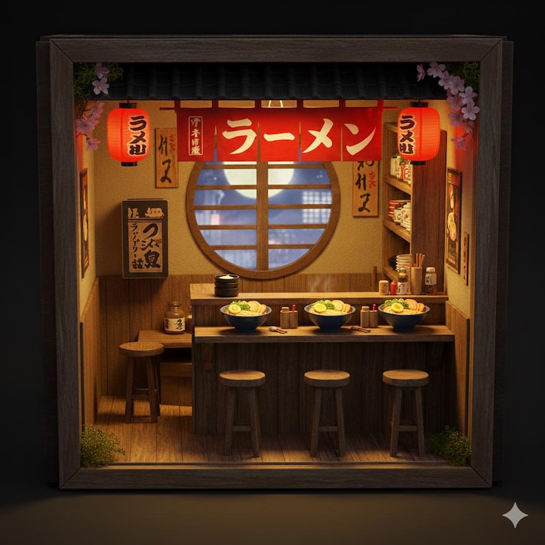Japanese Style Ramen Shop Book Nook - Digital File .STL - 3D Printing ...