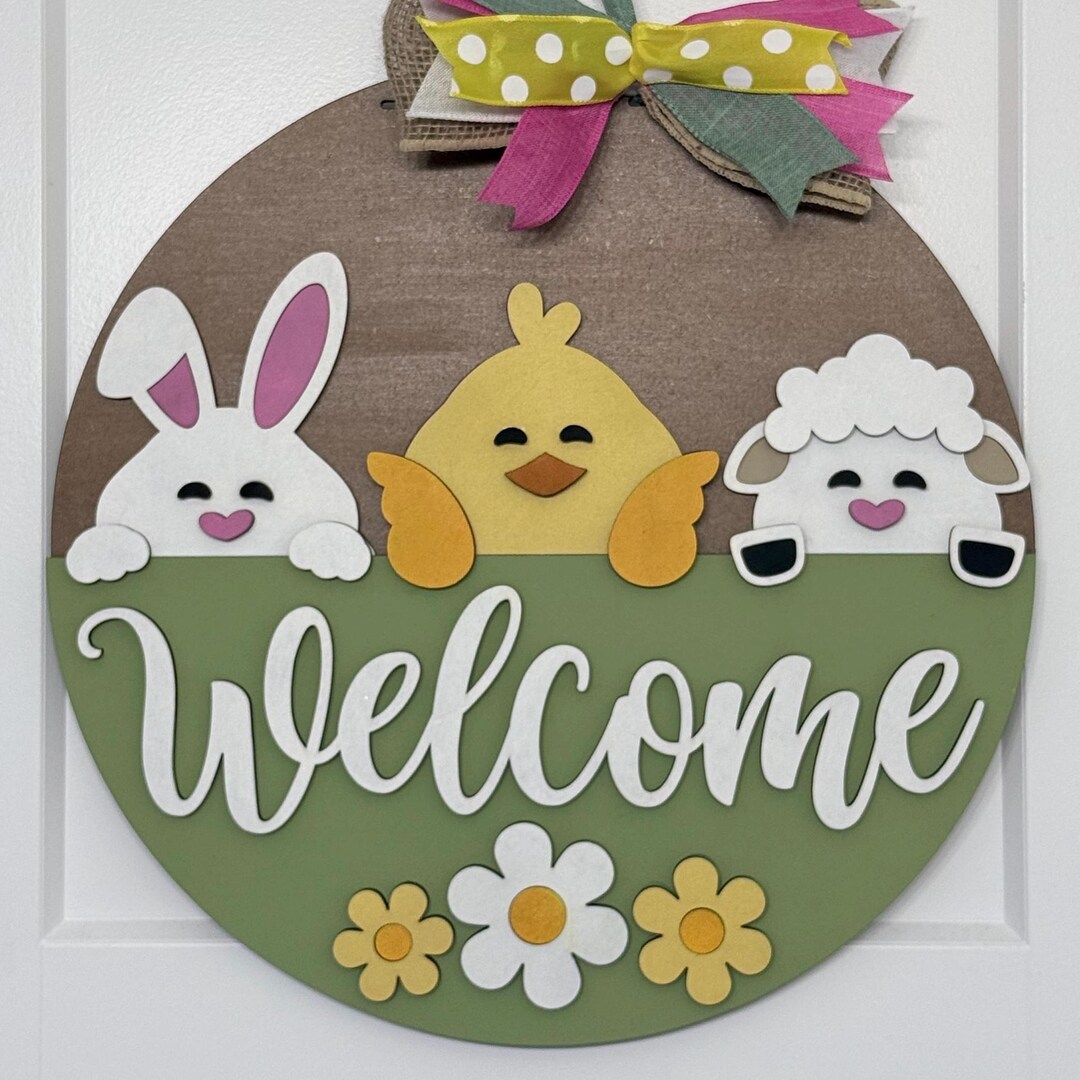 Bunny, Chick and Lamb Peaking Over Easter Door Hanger - Etsy
