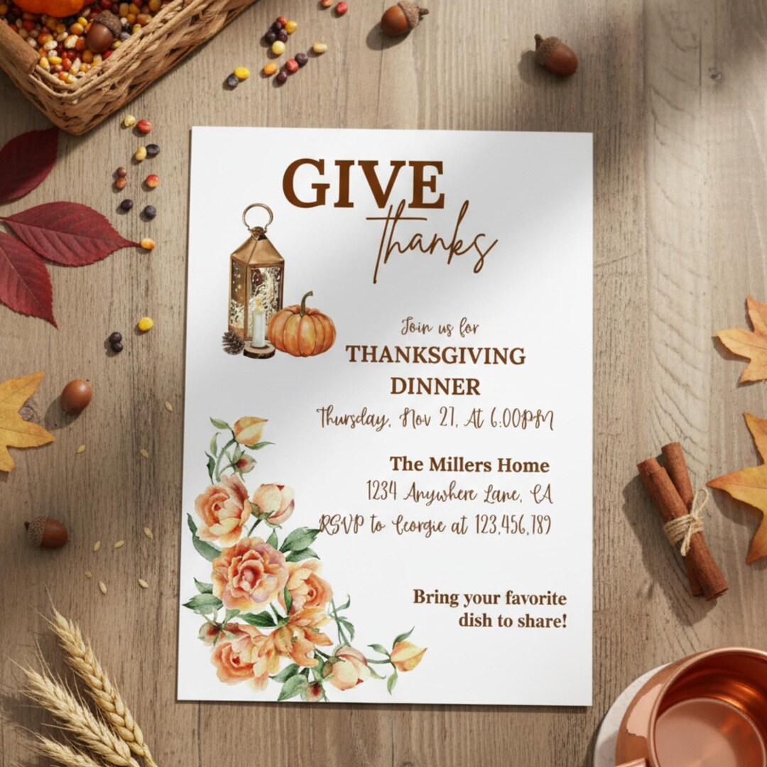 Editable Thanksgiving Dinner Invitation – Friendsgiving Invitation ...