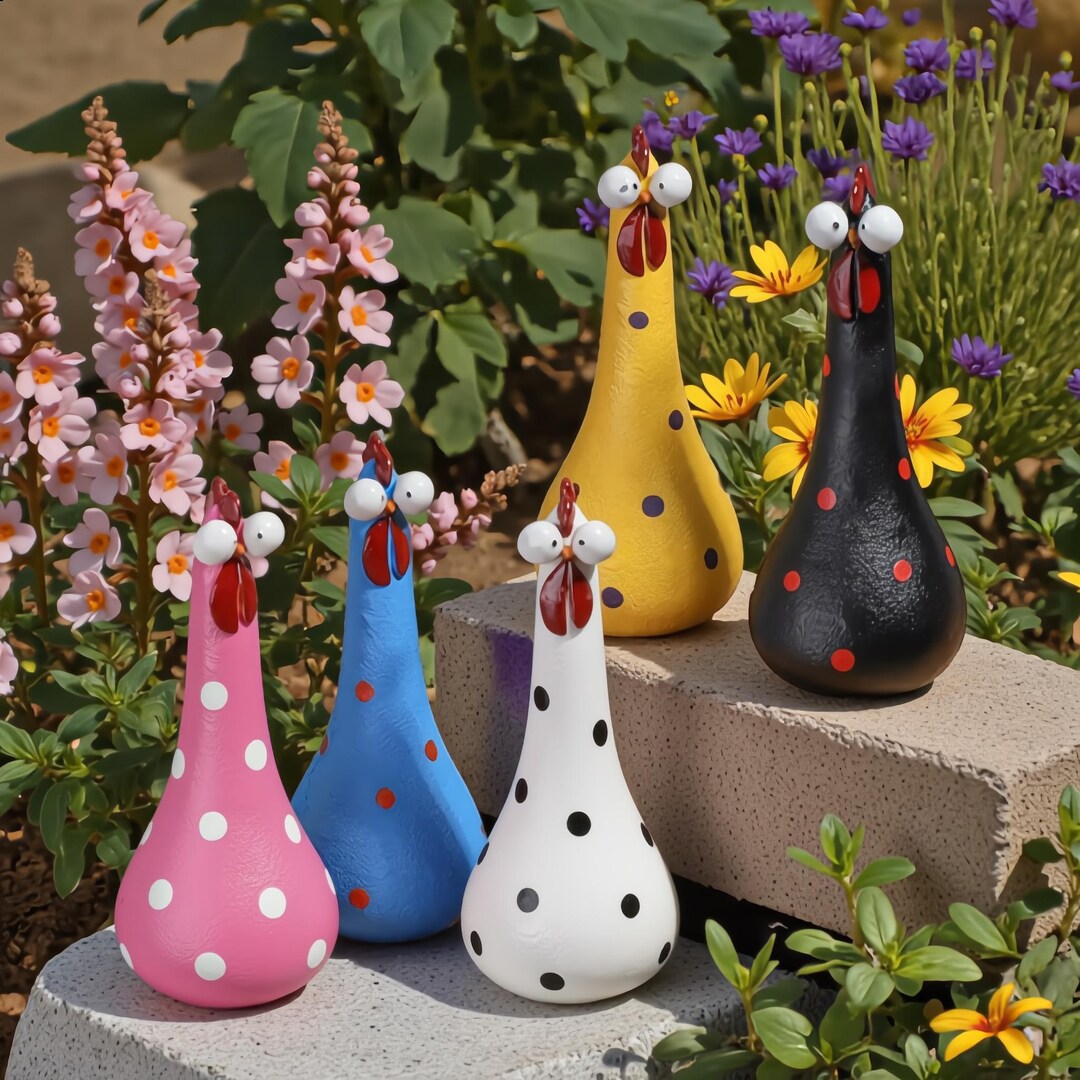 Silly Resin Chicken Garden Statue – Quirky Outdoor Yard Decor – Funny ...