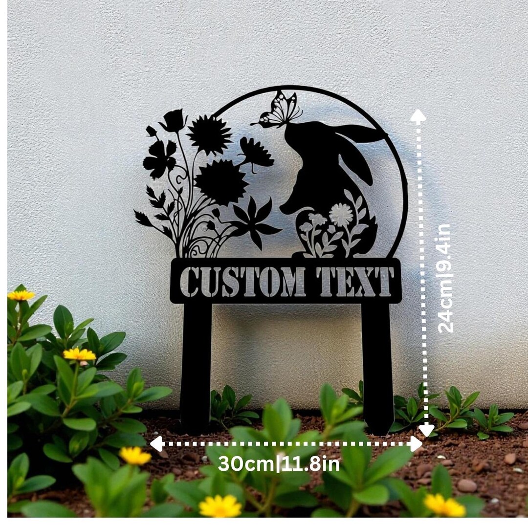 Personalized Rabbit Garden Sign – Custom Metal Outdoor Decor - Etsy