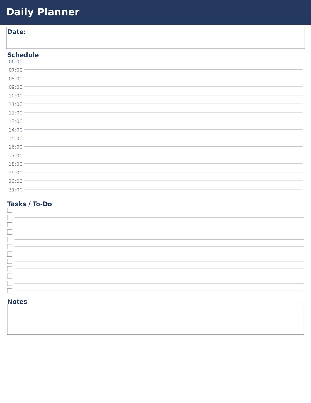 Professional Daily Planner – Undated PDF With Schedule, To-do List ...