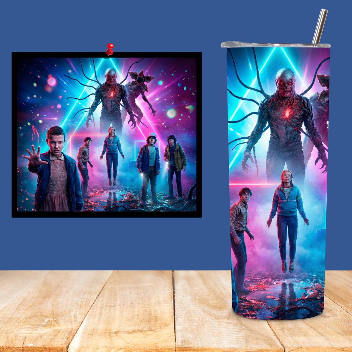 Stranger Things 20oz Tumbler Wrap | Eleven & Demogorgon Skinny PNG ...