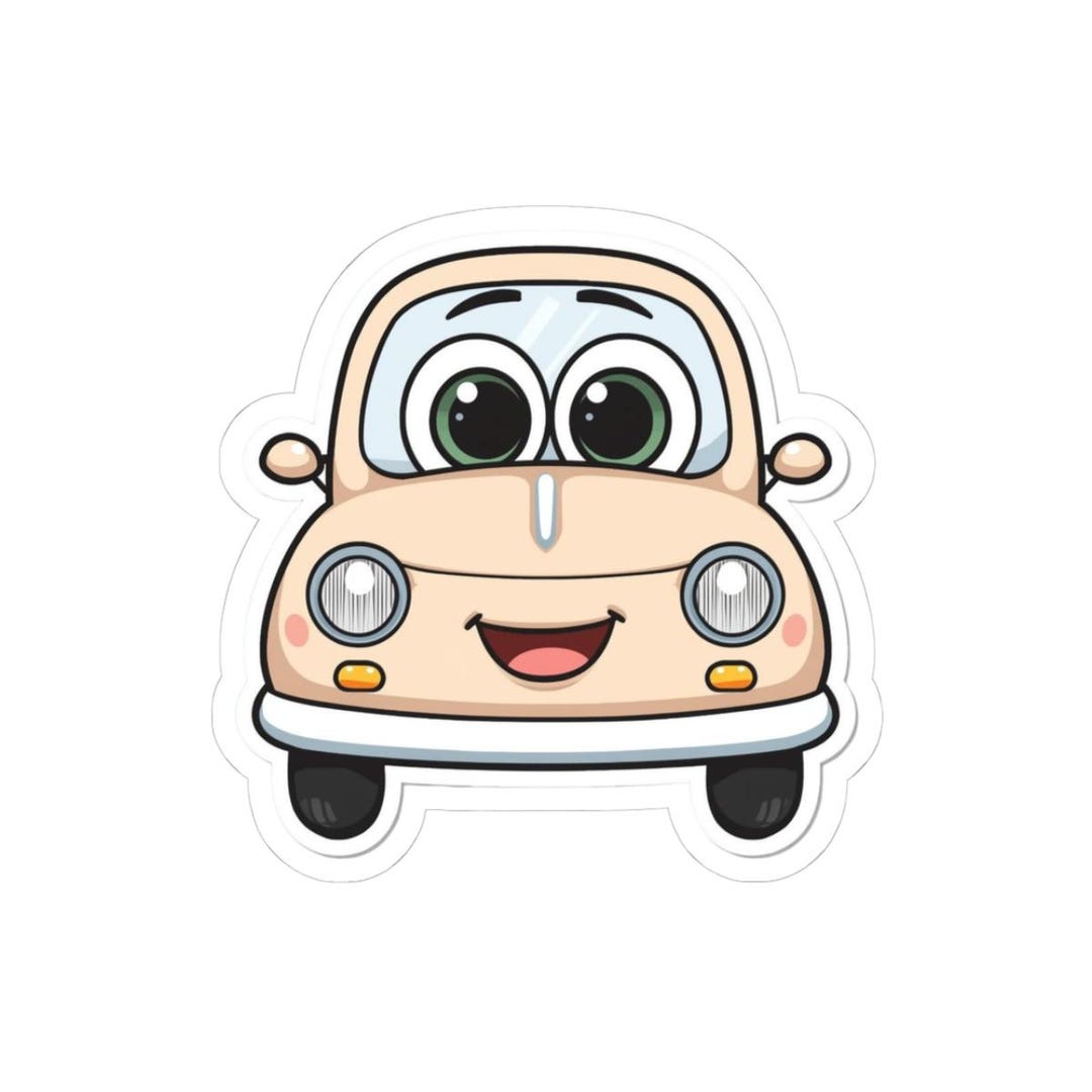 Smiling Cartoon Car Sticker | Glossy Vinyl Decal - Etsy