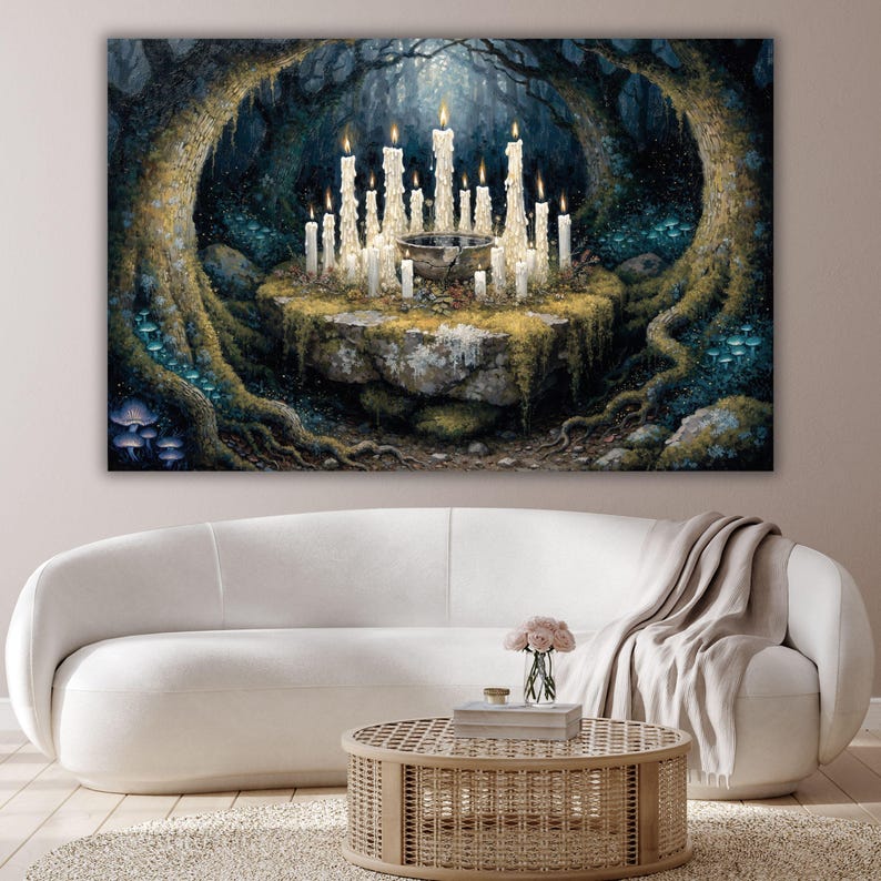 Whimsigothic Forest Canvas Art, Mystical Witchy Altar Wall Decor ...
