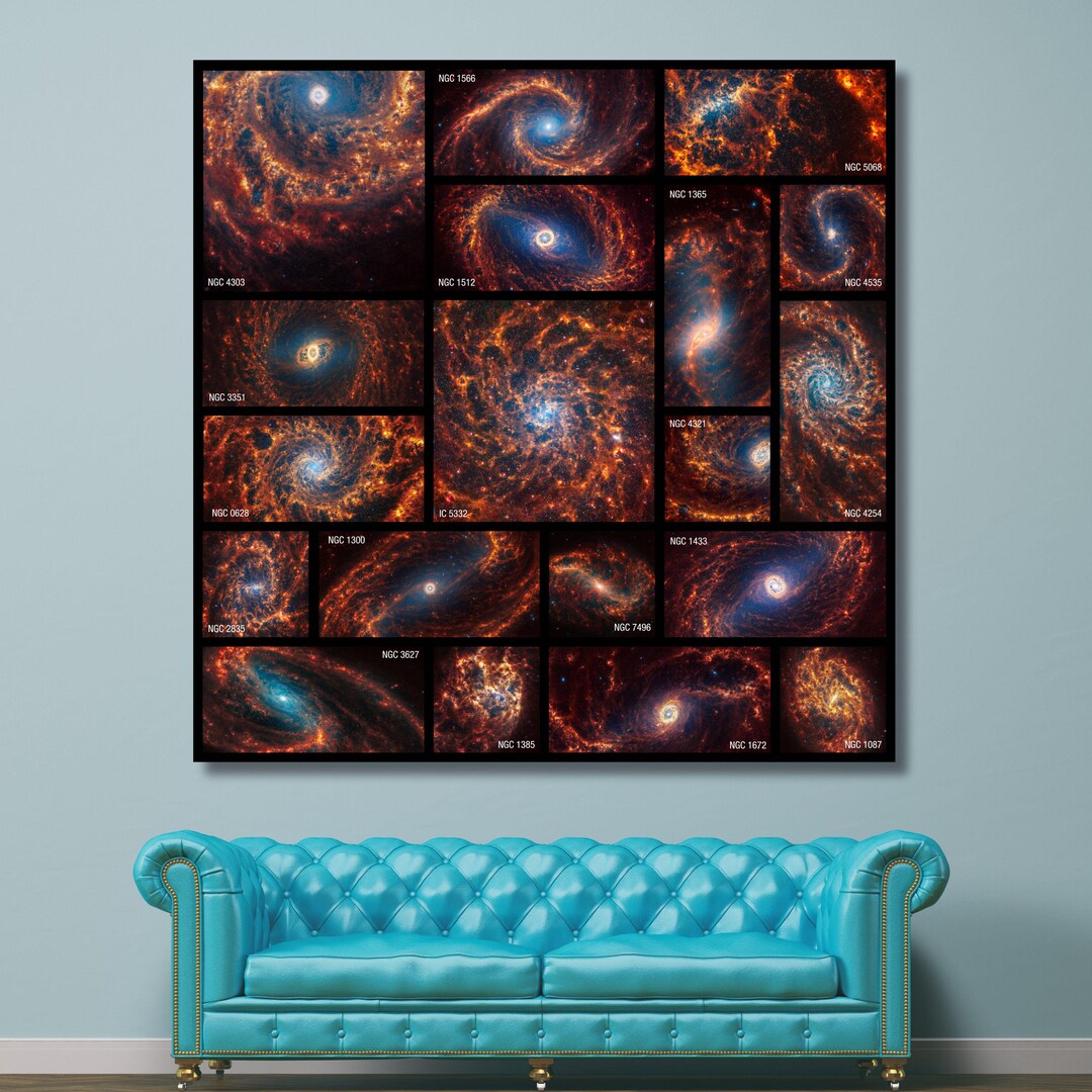Webb 19 Spiral Galaxies Collection Canvas Art, PHANGS Nircam MIRI Space ...