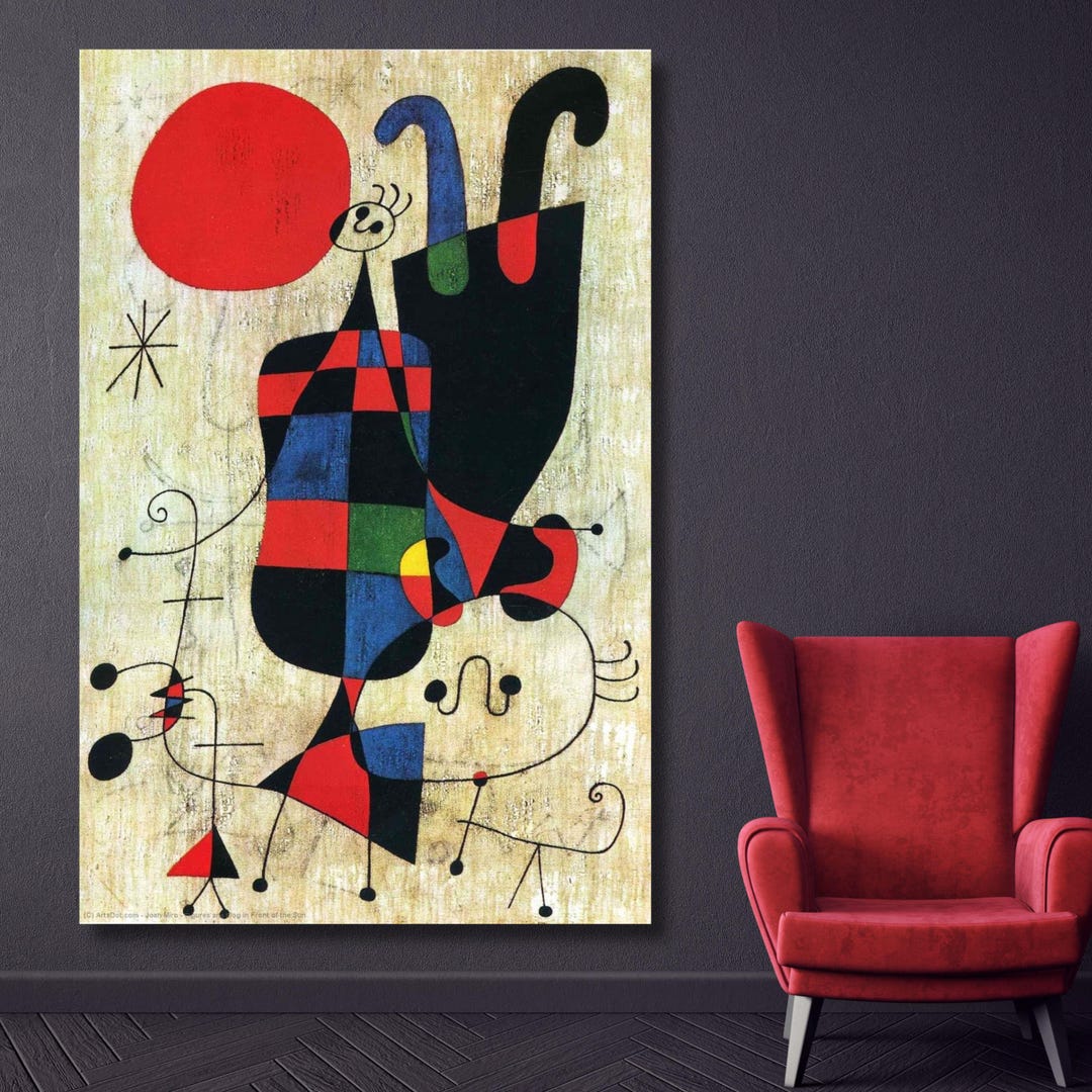 Joan Miró Canvas Wall Art – Figures and Dog in Front of the Sun ...