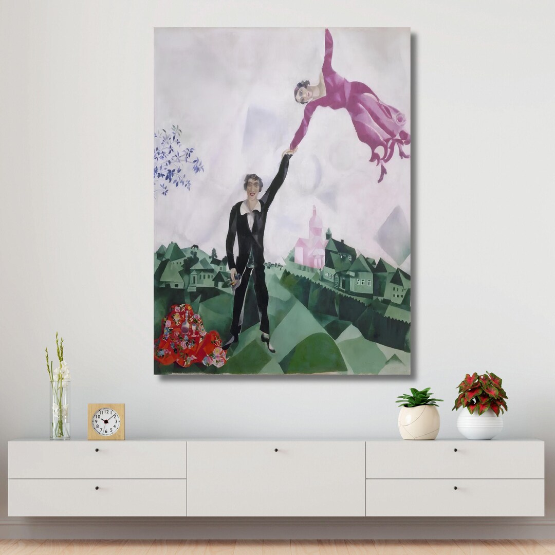 Marc Chagall the Promenade Canvas Wall Art, Romantic Floating Couple ...
