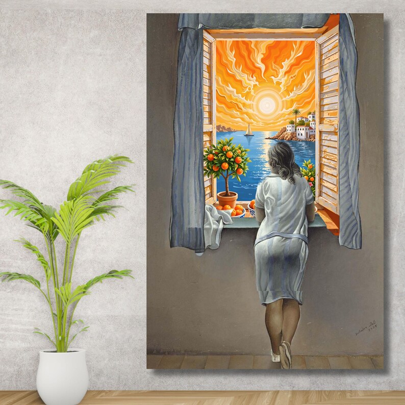 Salvador Dalí Young Woman at a Window Canvas Wall Art, Coastal View ...