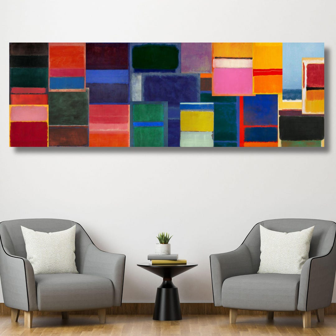 Rothko Style Panoramic Collage Canvas Wall Art, Wide Abstract Color ...