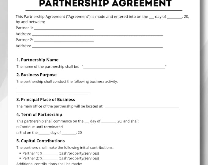Partnership Contract, Agreement Template, Small Business Forms ...