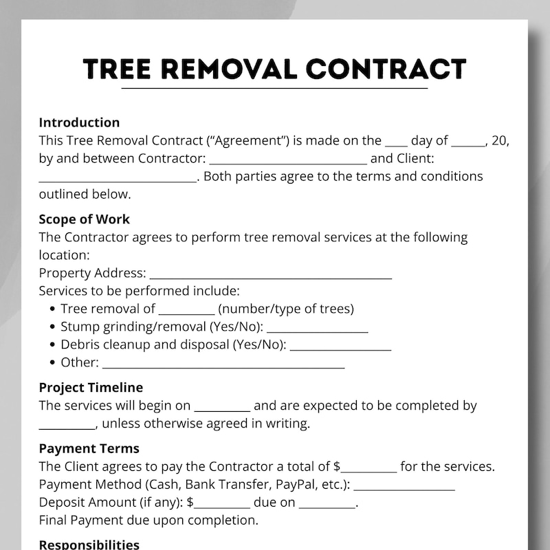 Tree Agreement Forms - Etsy