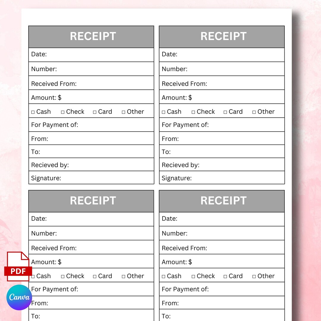 Receipt Template, Printable Receipt, Cash Receipt, Simple Receipt ...