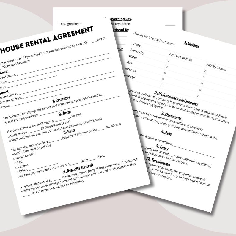 House Rental Agreement, Residential Lease, Rental Lease, Easy Lease ...
