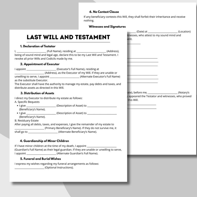 Legal Testament, Last Will And, Testament Template, Personalized Will ...