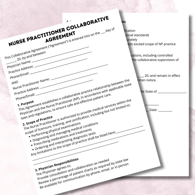 Nurse Practitioner, Collaborative, Agreement PDF, NP Contract Template ...