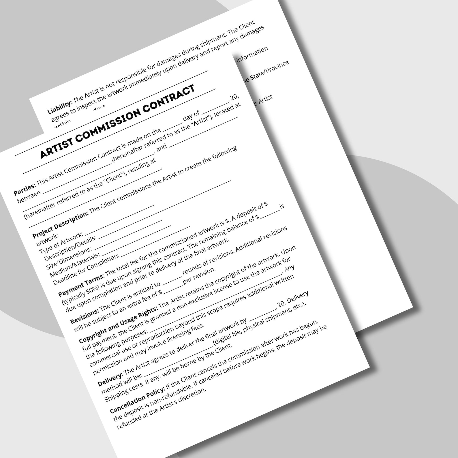 Artist Commission, Contract Template, Art Commission, Art Agreement ...