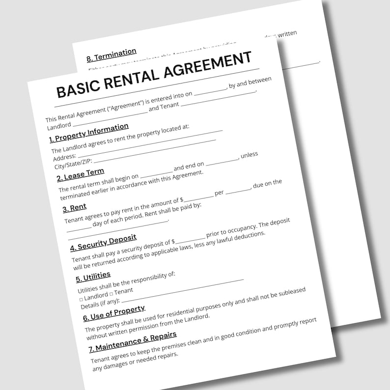 Basic Rental Agreement Pdf, Printable Agreements, Fillable Rental Form ...