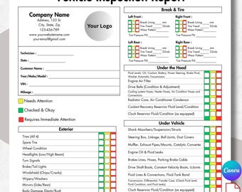 Vehicle Inspection, Report Template, Auto Inspection PDF, Word Car Checklist, Vehicle Evaluation ...