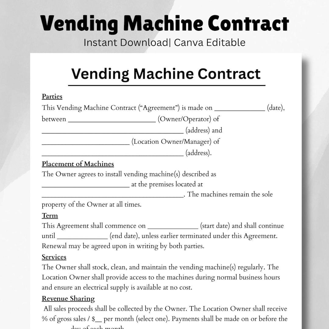 Vending Machine Contract, Vending Business, Machine Supply Form ...