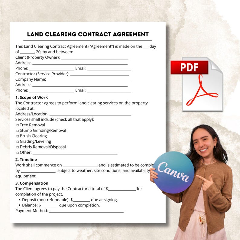 Land Clearing, Agreement Template, Land Contract, Land Contract Form ...