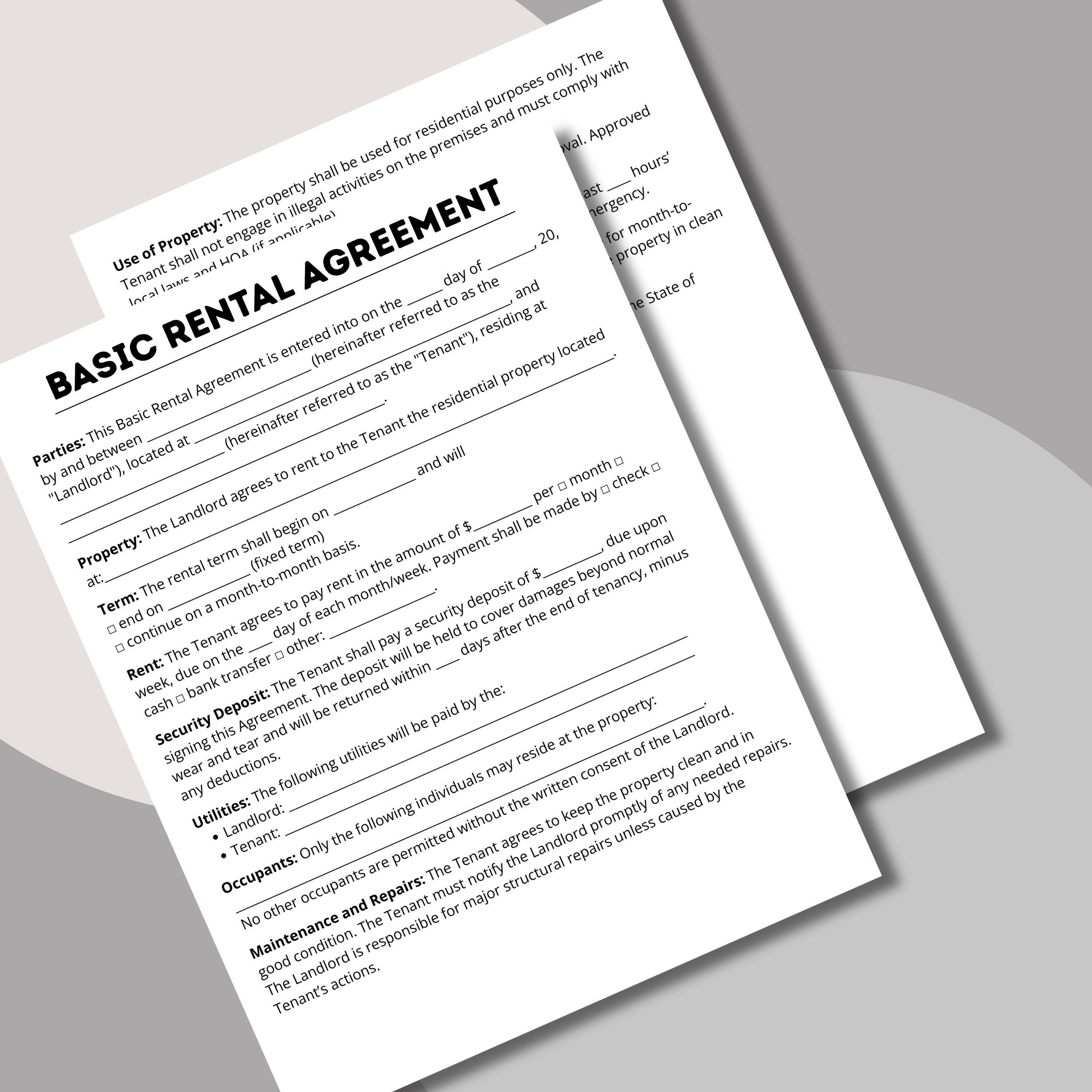 Rental Agreement Pdf, Printable Agreements, Fillable Rental Form ...