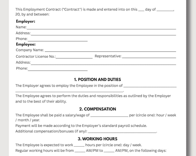 Employee Agreement, Employee Hiring, Employment Contract, Employer ...